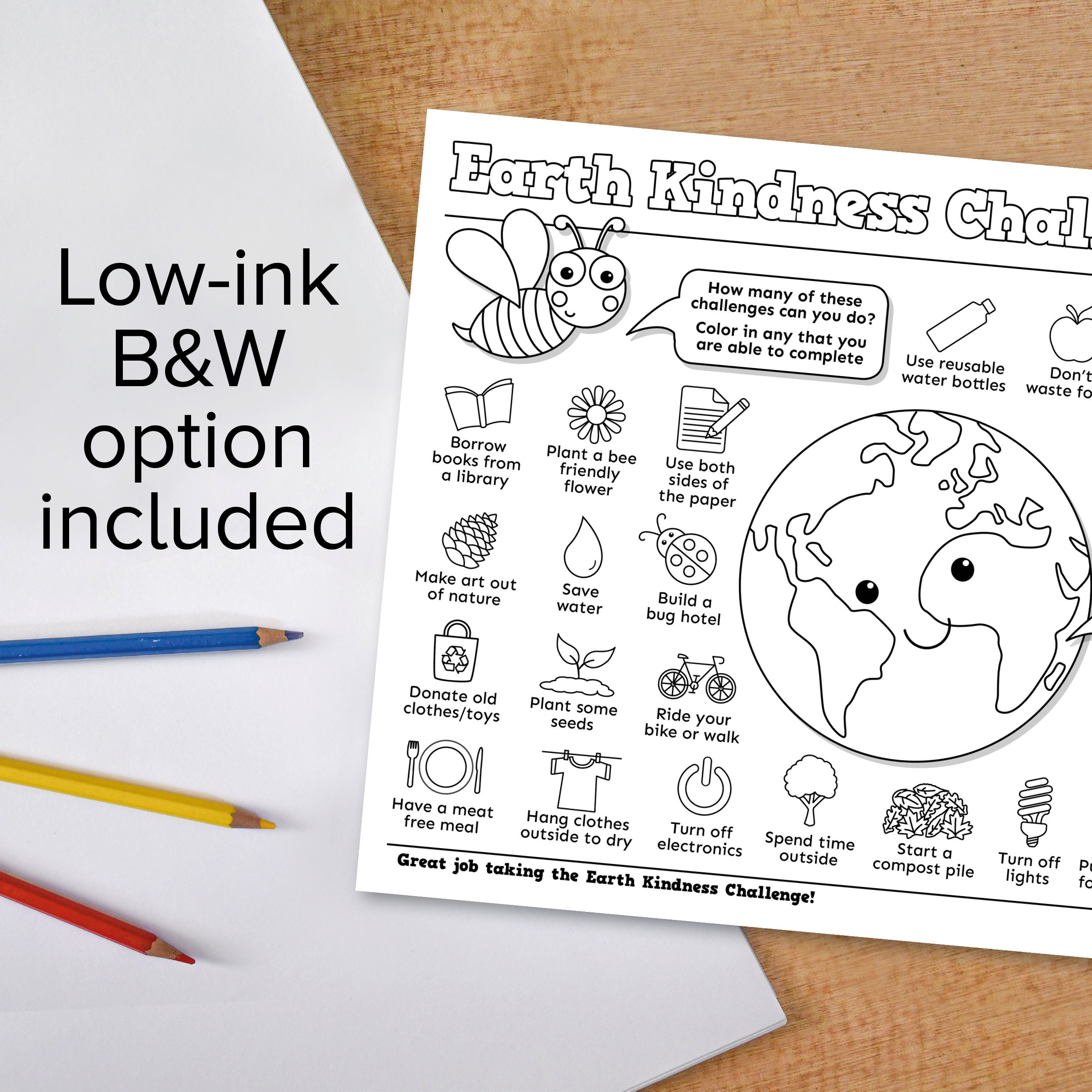 Earth Day Kindness Challenge Worksheet, Eco Friendly Nature Scavenger ...