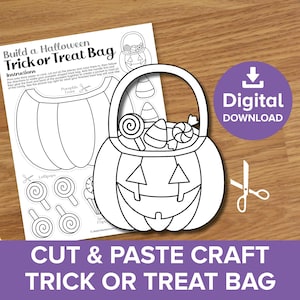 Trick or Treat Bag Cut & Paste Craft Printable, Halloween Candy Corn ...