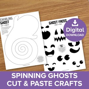 Spinning Ghost Cut & Paste Crafts, Halloween Party Decoration Kit ...