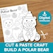 Polar Bear Cut & Paste Craft, Christmas Color and Build Kit, Paper Doll ...