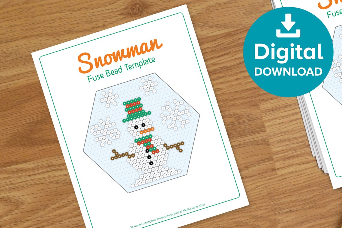 Snowman Fuse Bead Templates Hama Perler Nabbi Beads Snowflake - Etsy