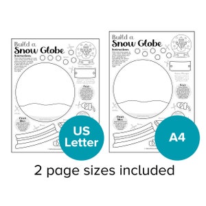 Snow Globe Cut & Paste Craft, Christmas Snow Dome Color and Build Kit ...