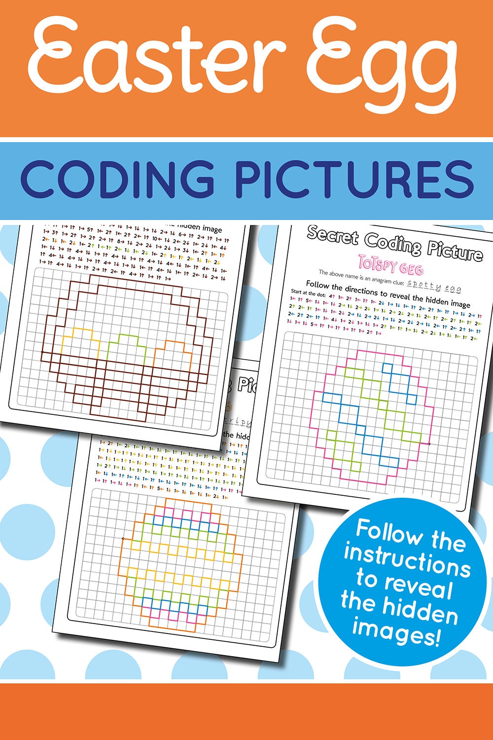 Easter Coding Worksheets Spring Animals Picture Reveal Pixel - Etsy