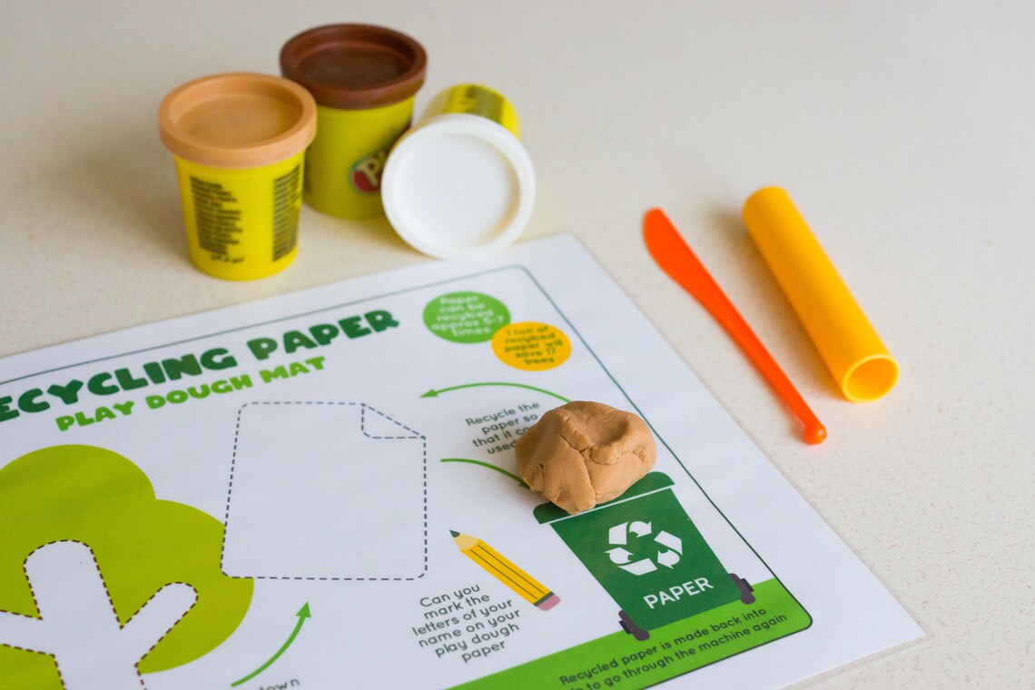Recycling Paper Play Dough Mat Kids Earth Day Playdoh - Etsy