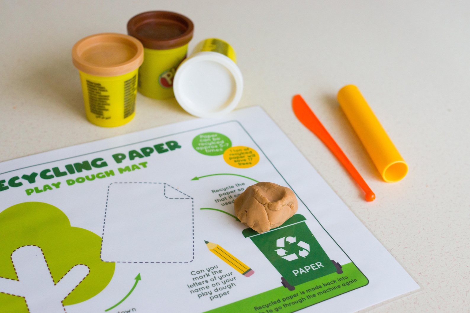 Recycling Paper Play Dough Mat Kids Earth Day Playdoh - Etsy