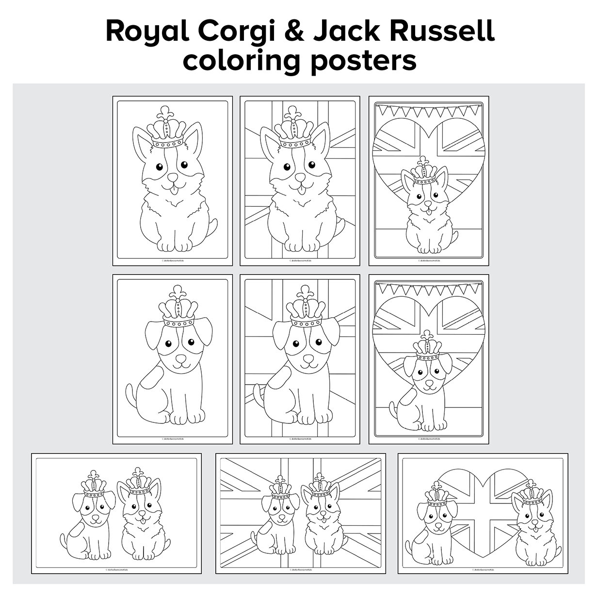 Royal Family Corgi Dog Color Page, King Charles III Colouring Poster ...