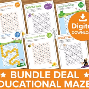 Educational Maze Challenge Worksheet Bundle, Childrens Maths Activity ...