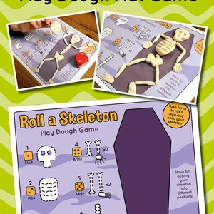 Halloween Play Dough Mat Bundle, Kids Spooky Playdough Doh, Roll a ...