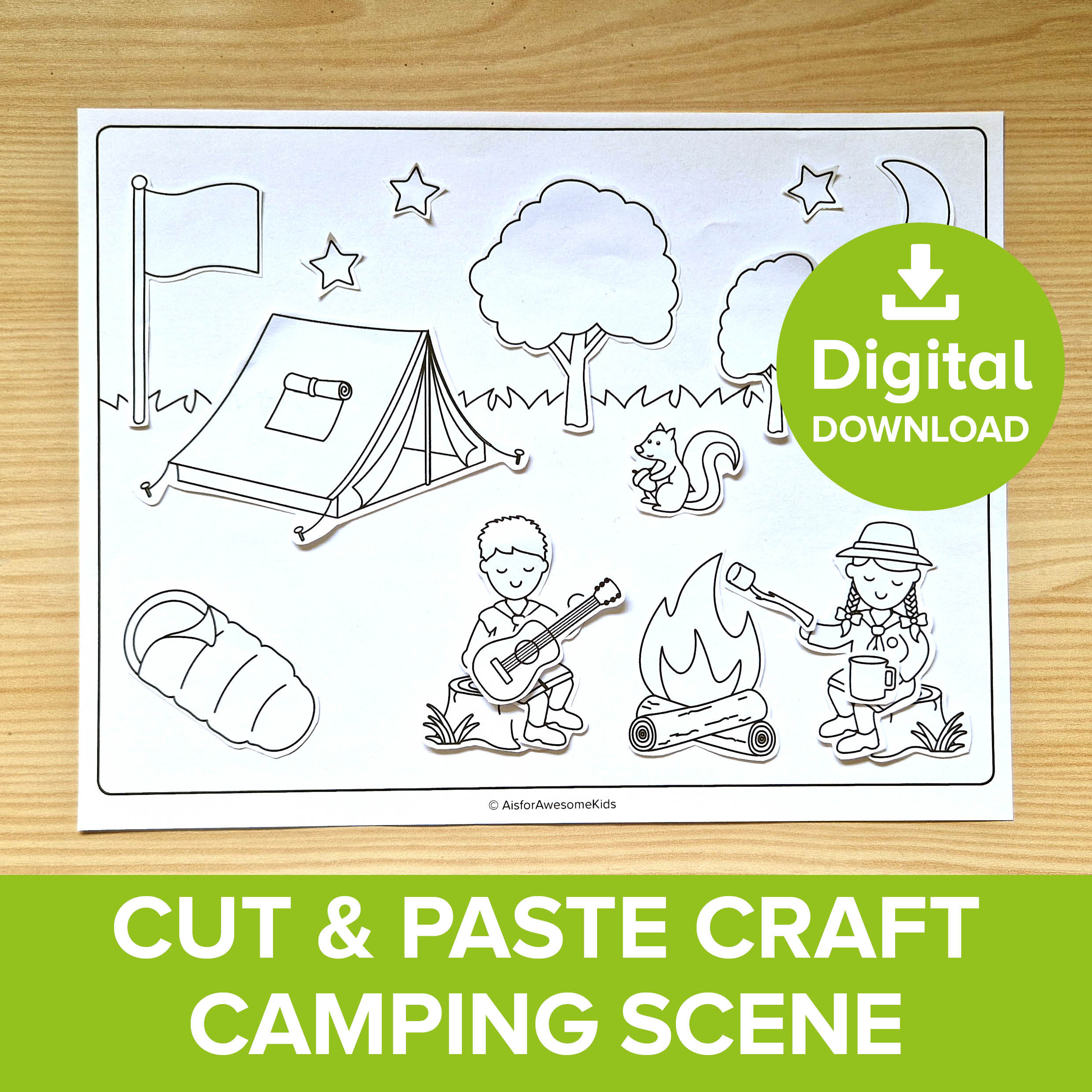 Sandcastle Cut & Paste Craft Printable, Beach Castle Color Build Kit ...