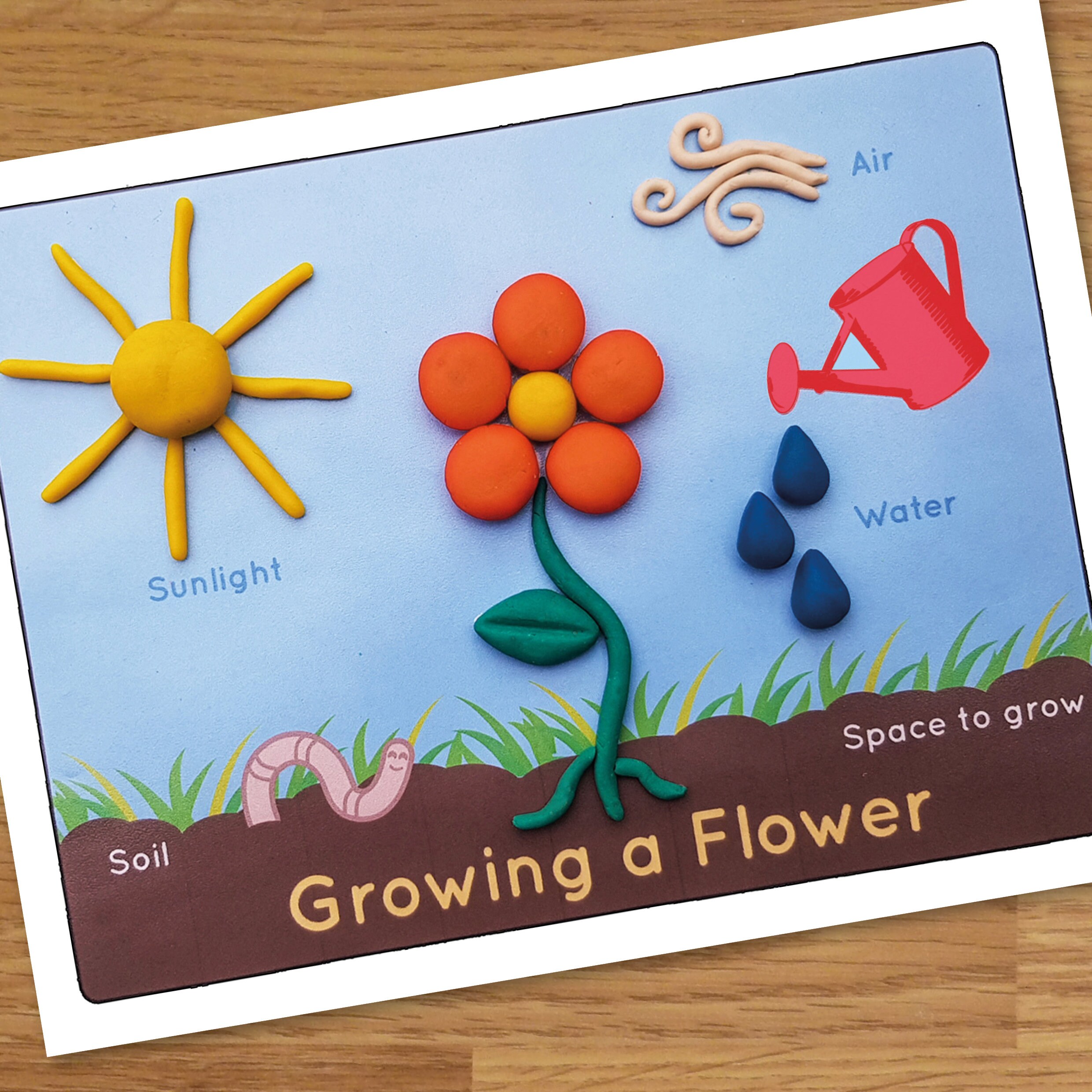 Growing a Flower Play Dough Mat, Kids Gardening Playdoh Homeschool ...