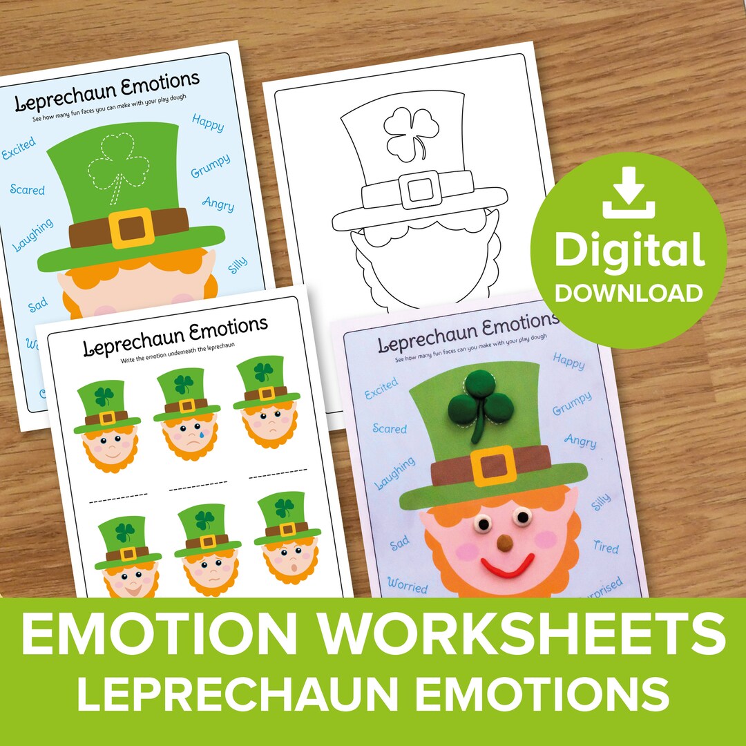 Exploring Emotions Leprechaun Worksheets, Kids St Patrick's Day Play ...