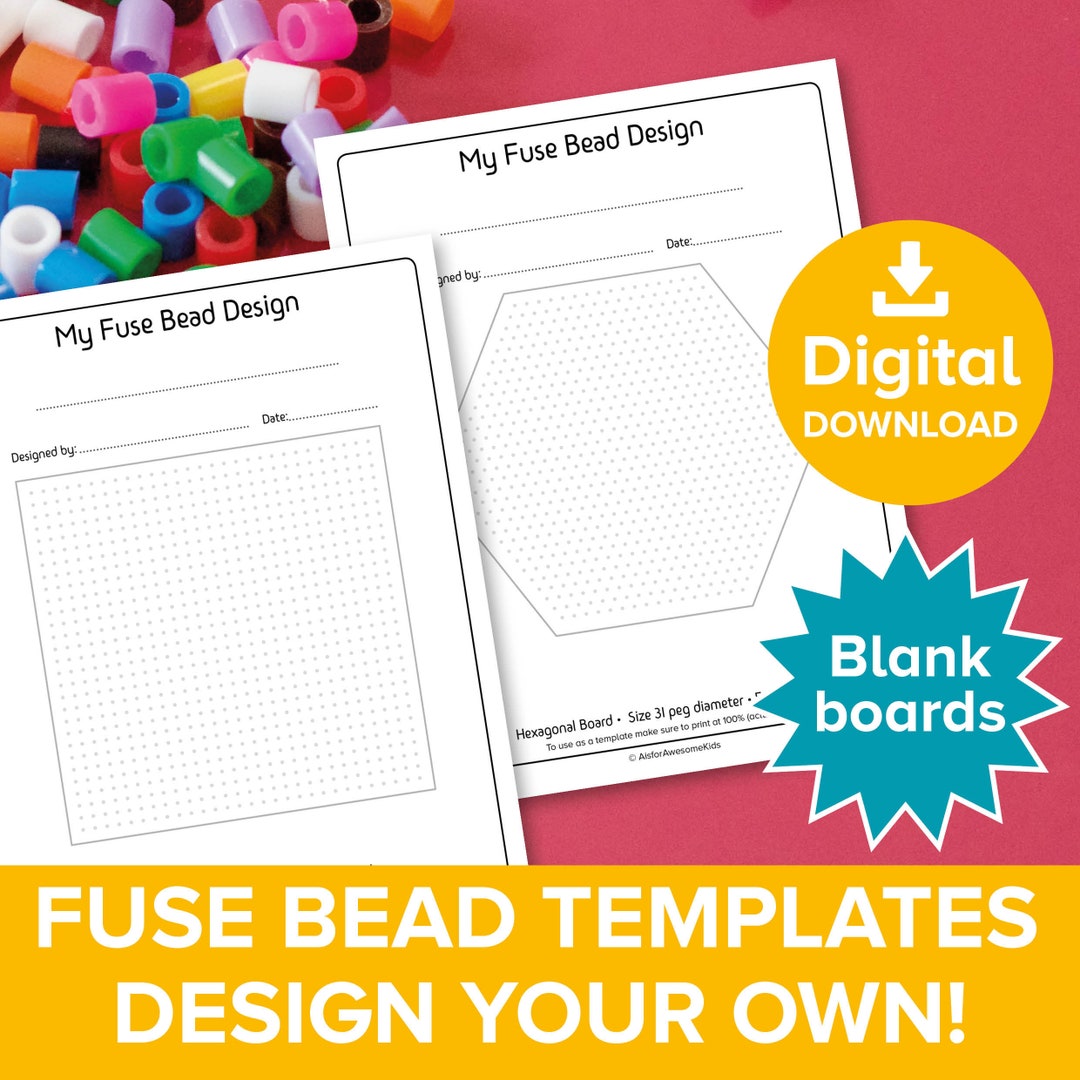 Blank Fuse Bead Template, Design Your Own Pixel Art, Square & Hexagon ...