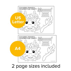 Chinese Dragon Coloring Craft Printable, Lunar New Year Puppet Show Art ...