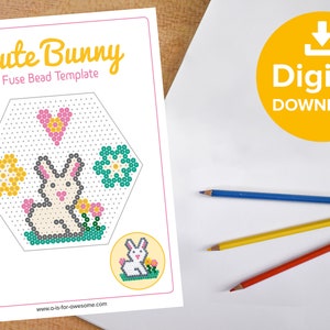 Cute Bunny Fuse Bead Templates Hama Perla Nabbi Beads Craft | Etsy