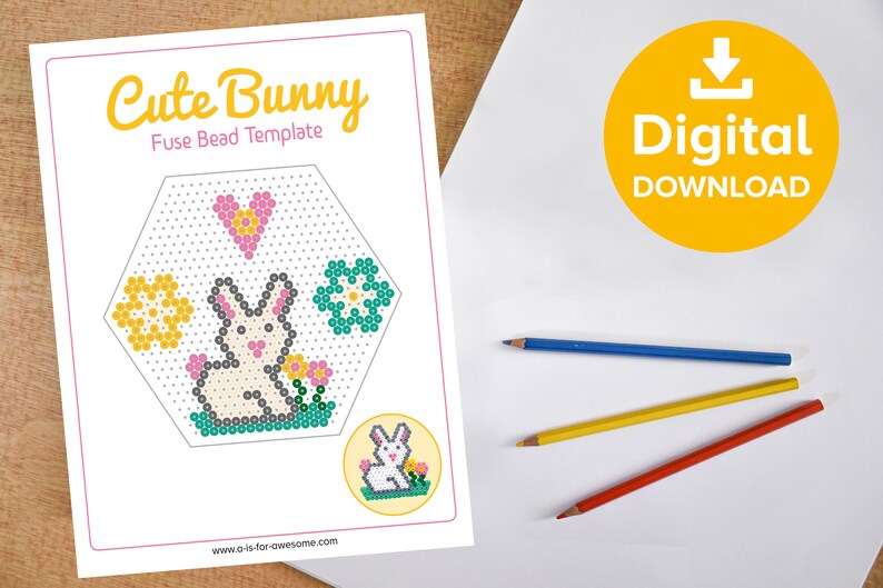 Cute Bunny Fuse Bead Templates Hama Perla Nabbi Beads Craft | Etsy