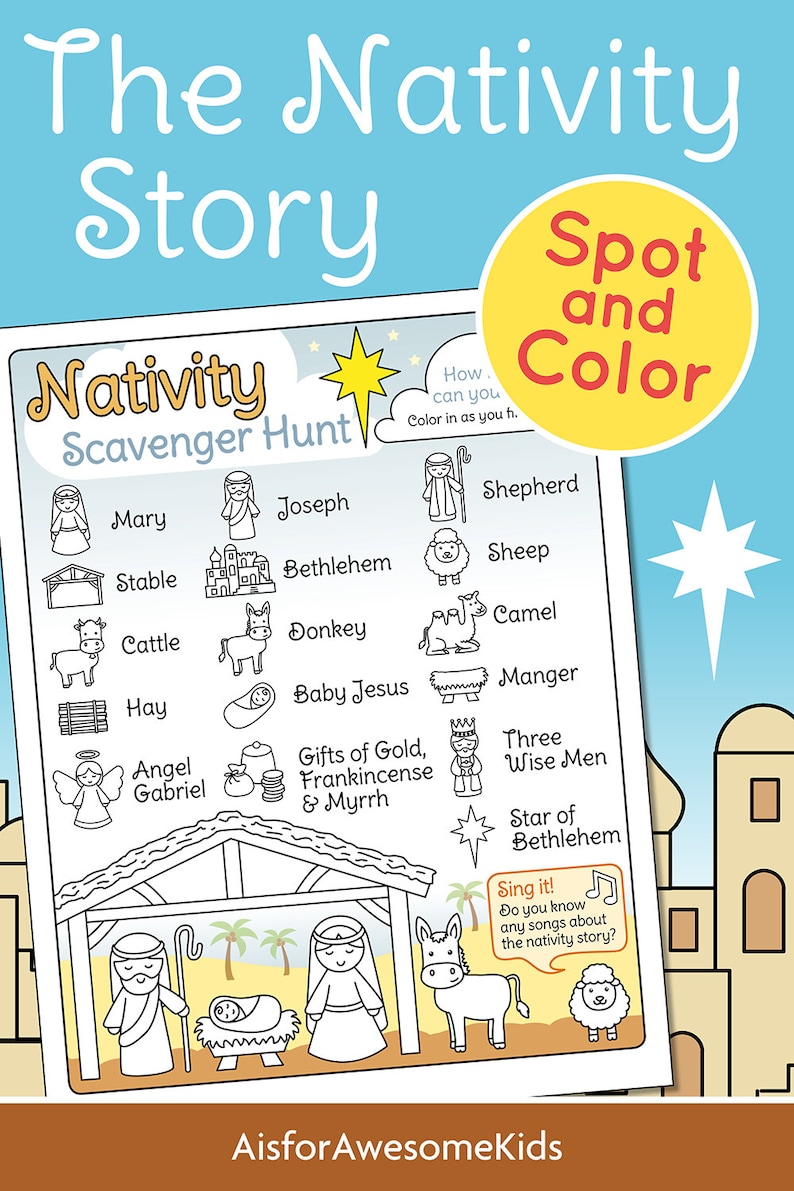 Nativity Scavenger Hunt, Christmas Story Treasure Hunt, Xmas Find and ...