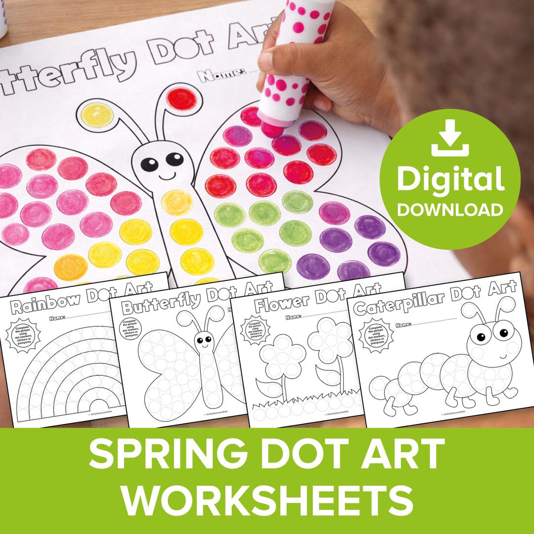 Spring Dot Art Coloring Pages, Summer Garden Worksheet, Dabber Pen ...