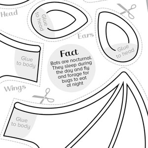 Build a Bat Cut & Paste Craft, Halloween Creature Coloring Kit, Night ...