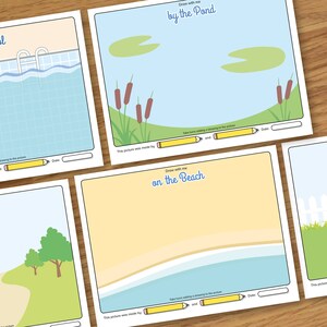 Summer Drawing Prompt Scenes, Kids Doodle Worksheet, Children's Draw ...