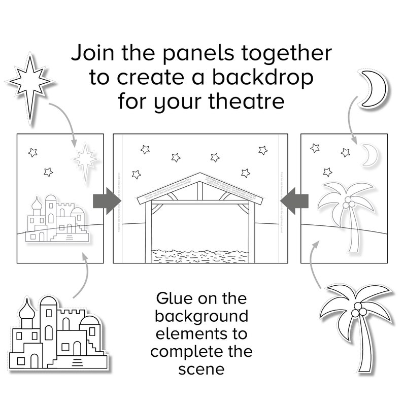 Christmas Nativity Theatre Craft, Xmas Story 3D Coloring Scene, Build ...