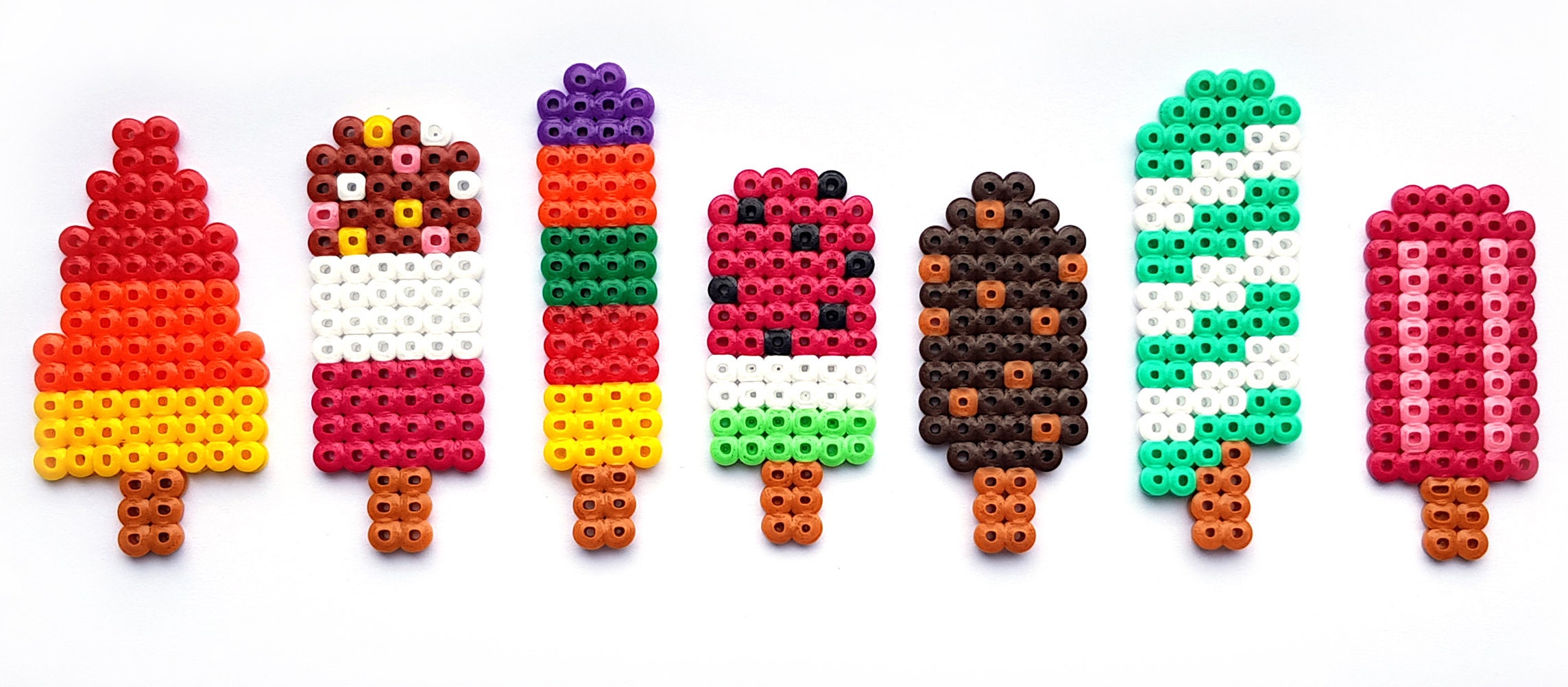 Popsicle Ice Lolly Fuse Bead Template, Hama Perler Pyssla Melty, Summer ...