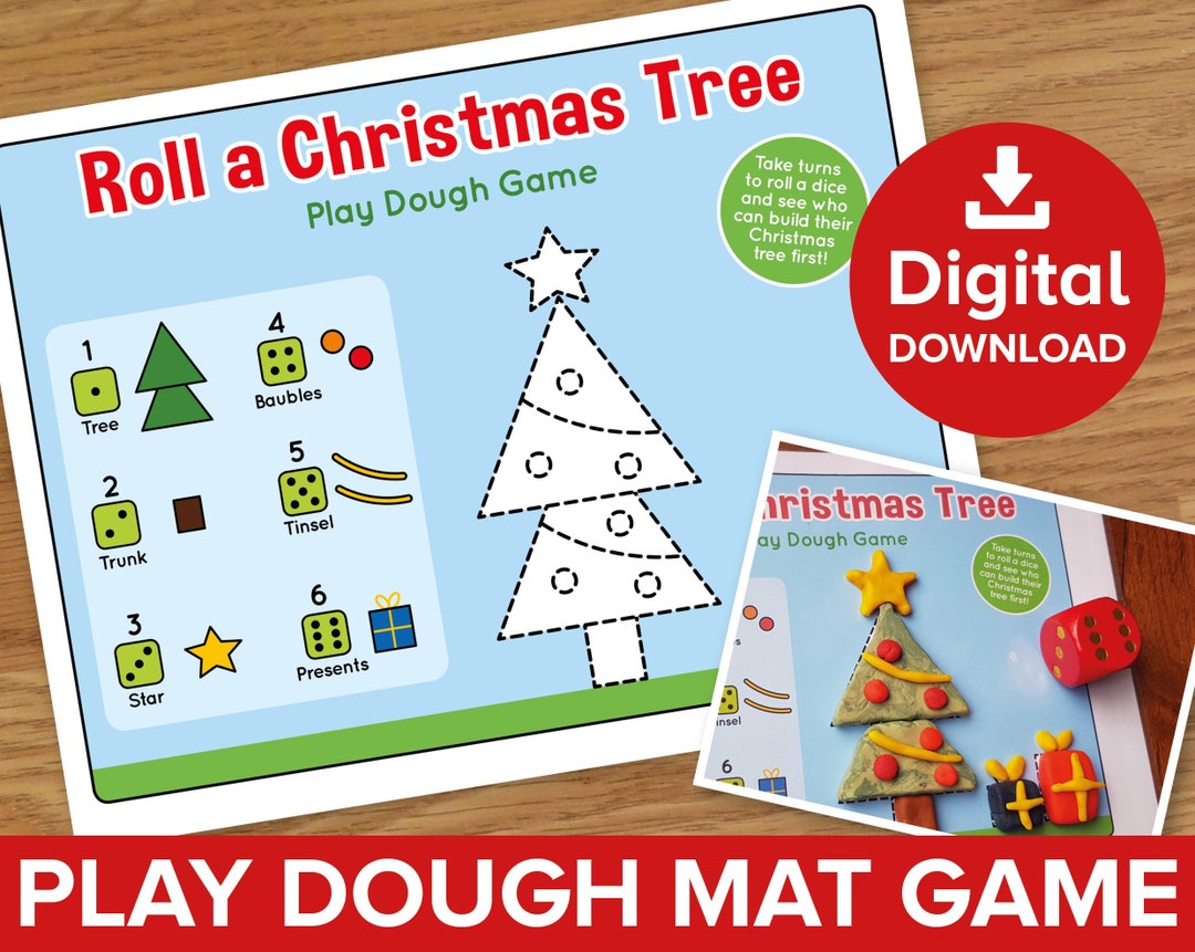 Roll a Christmas Tree Play Dough Mat Game Kids Xmas Playdoh - Etsy