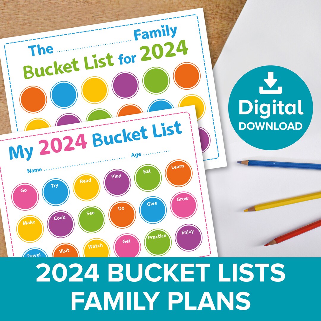 2024 Bucket List Printable, Kids Adventure Activity Planner, Family Life Goals Memory Making ...