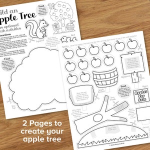 Build an Apple Tree Cut & Paste Craft, Fall Fruit Coloring Page ...