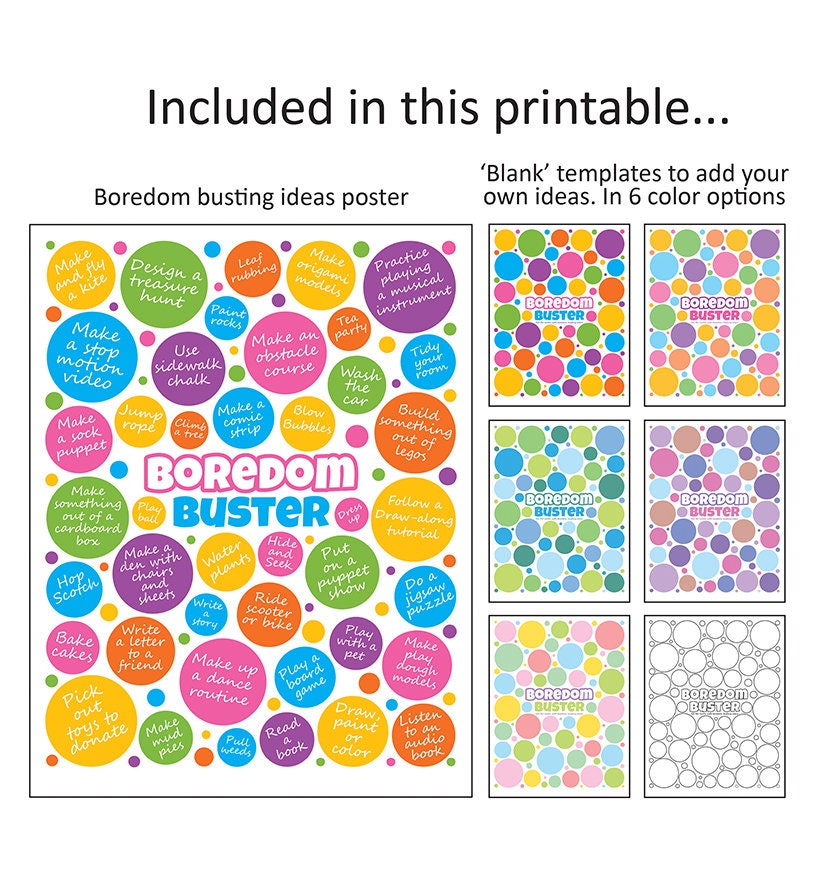 Boredom Buster Summer Bucket List, Kids School Break Activity Planner ...