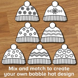 Build a Bobble Hat Cut & Paste Craft, Winter Woolley Hat Coloring ...