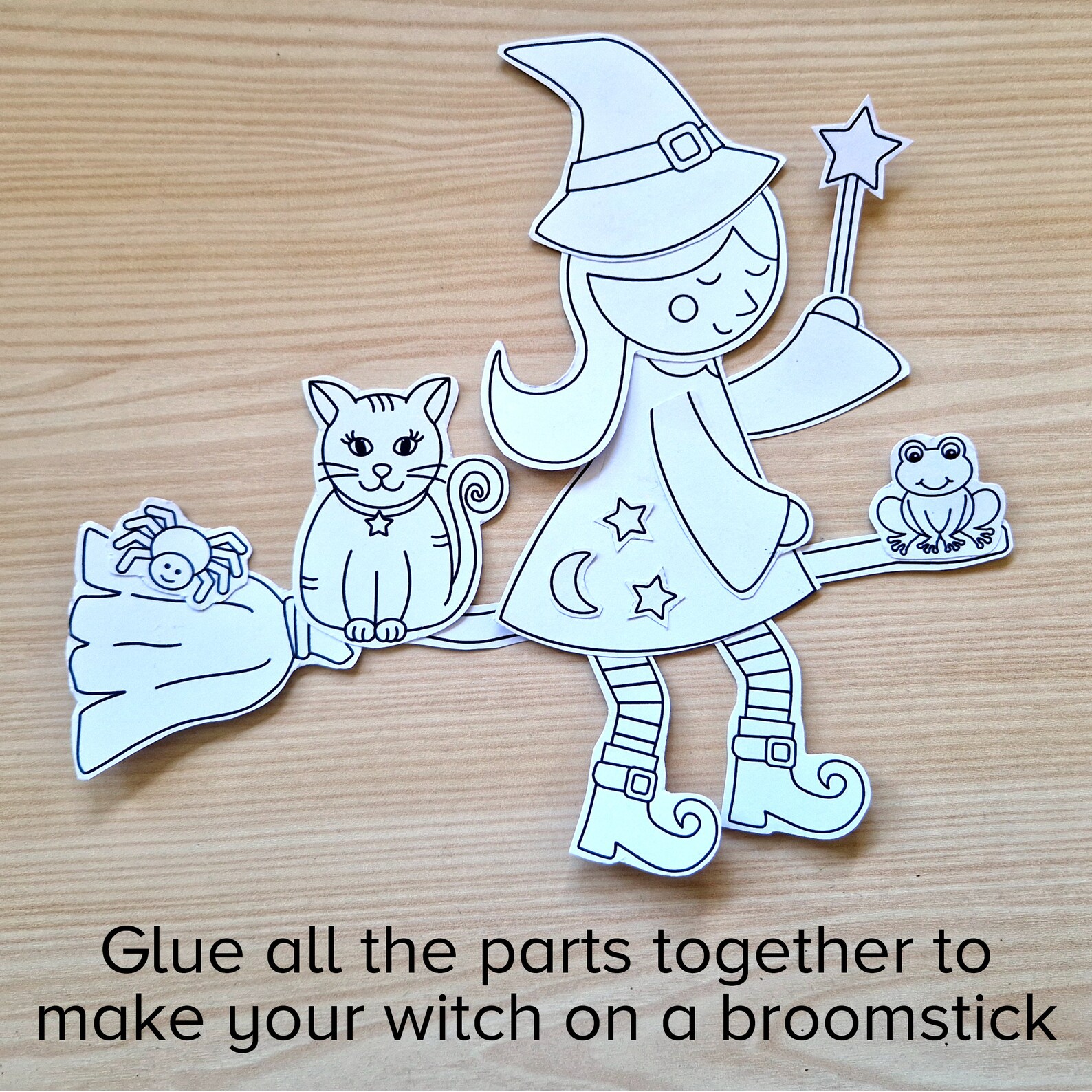 Build a Witch Cut & Paste Craft, Halloween Broomstick Coloring, Paper ...