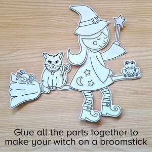 Build a Witch Cut & Paste Craft, Halloween Broomstick Coloring, Paper ...
