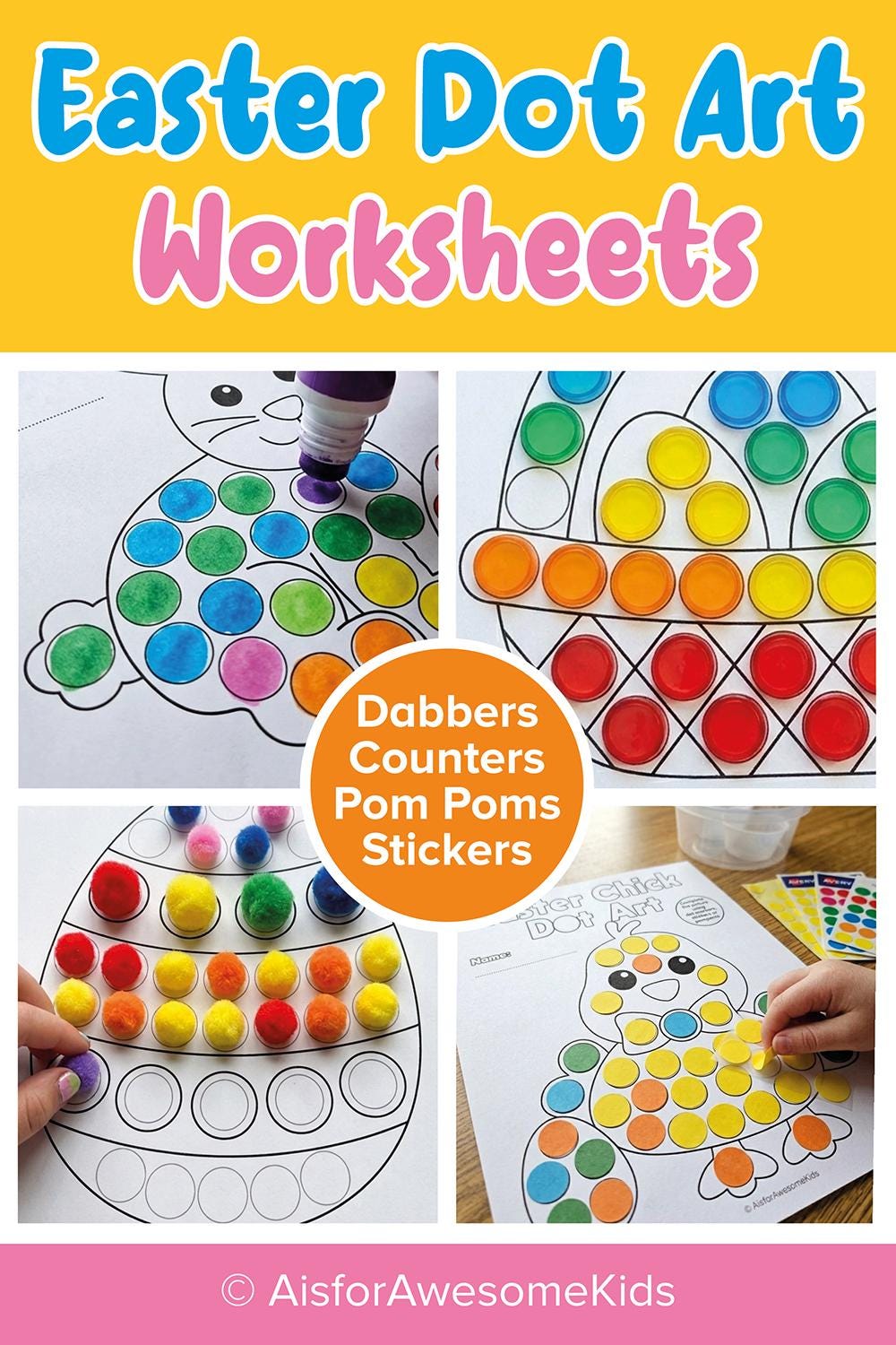 Easter Dot Art Coloring Pages, Spring Dabber Pen Marker Worksheet, Egg ...