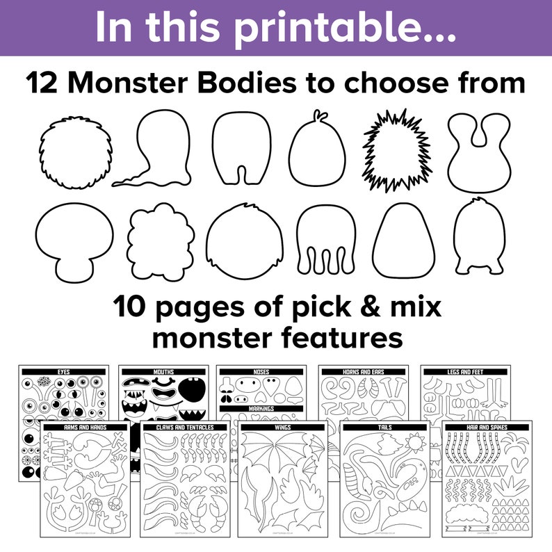 Make a Monster Mega Pack, Alien Pick & Mix Craft Printable, Halloween ...