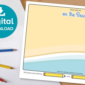 Summer Drawing Prompt Scenes, Kids Doodle Worksheet, Children's Draw ...