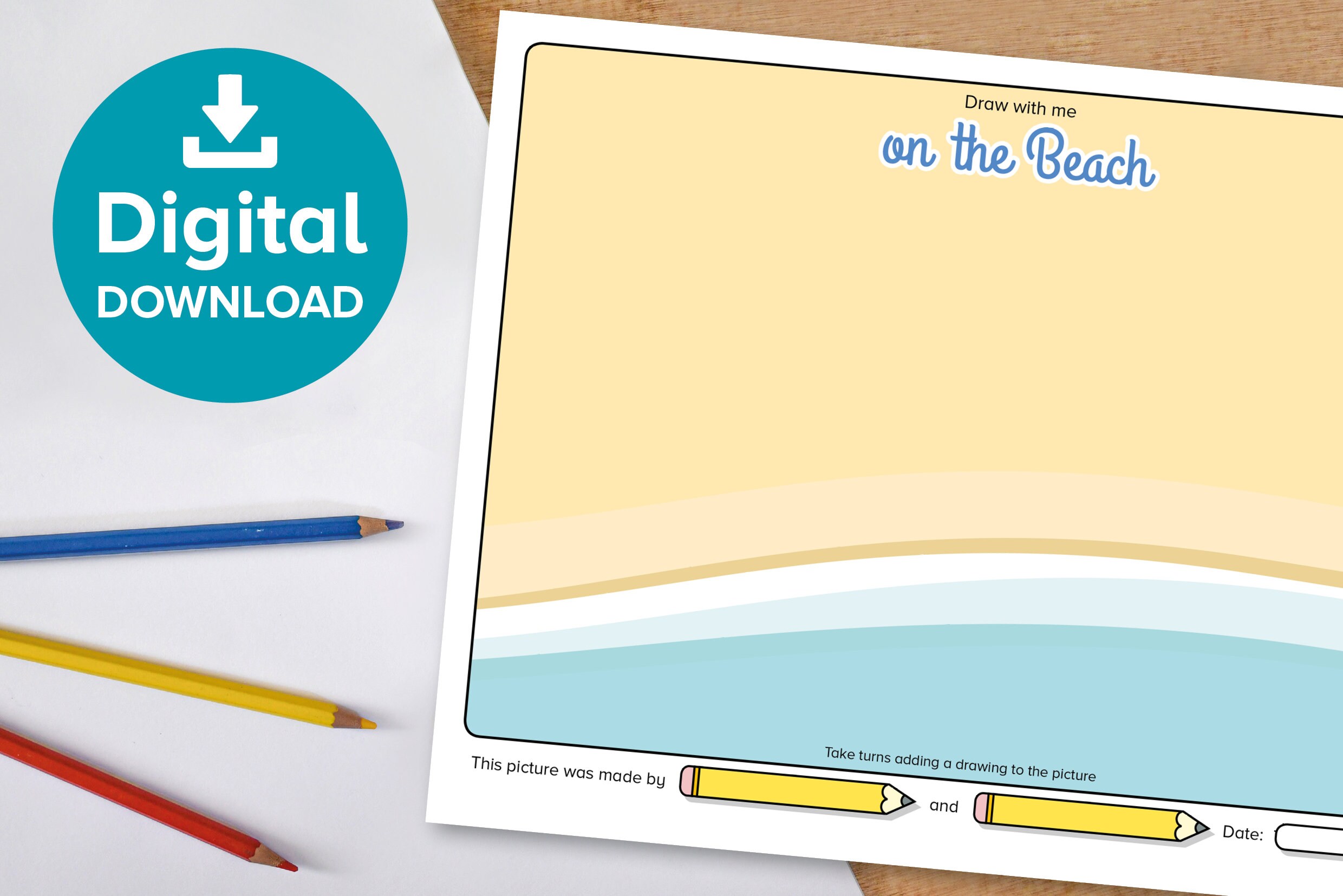 Summer Drawing Prompt Scenes, Kids Doodle Worksheet, Children's Draw ...