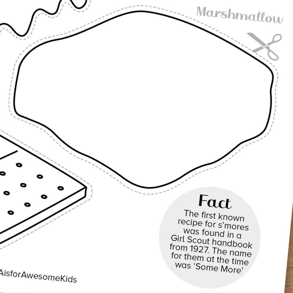 S'mores Cut & Paste Craft Printable, Summer Camping Color and Build Art ...