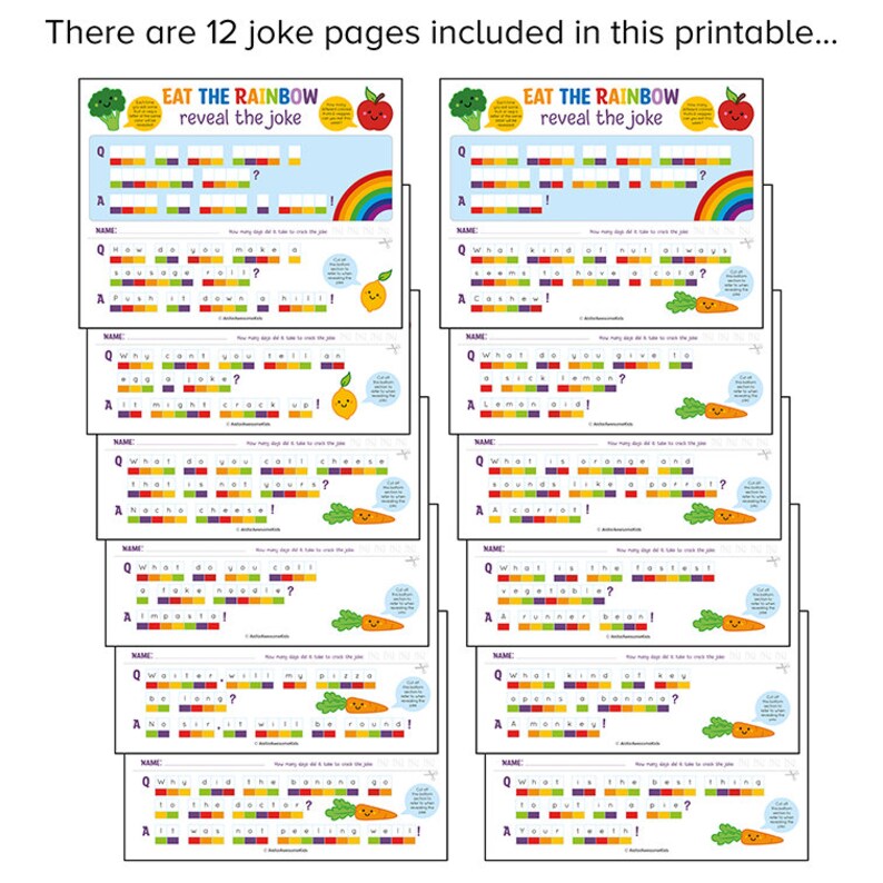 Eat the Rainbow Childrens Healthy Eating Reward Chart, Kids Jokes Track ...
