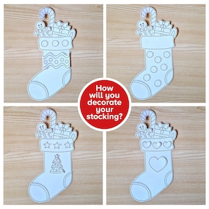 Build a Stocking Cut & Paste Craft, Christmas Eve Decoration Coloring ...