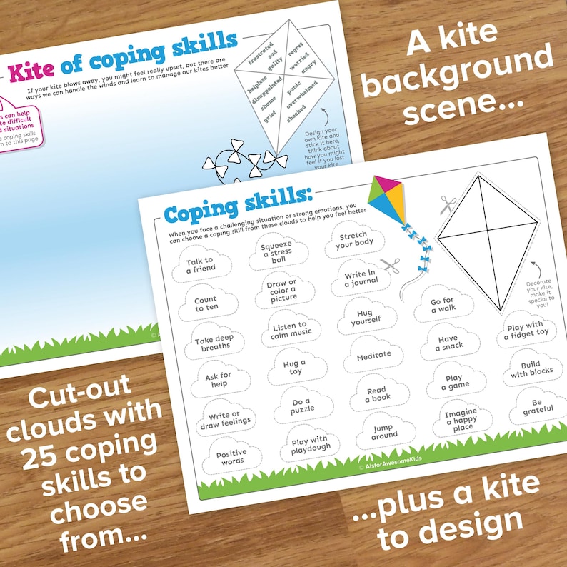Coping Skills Worksheet, Childrens Mental Health Cut & Paste Activity ...