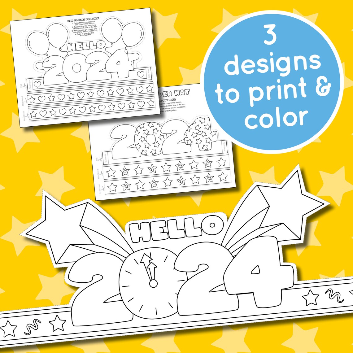 2024 New Year's Eve Paper Hats, Happy New Year Party Hat Crown, Holiday ...