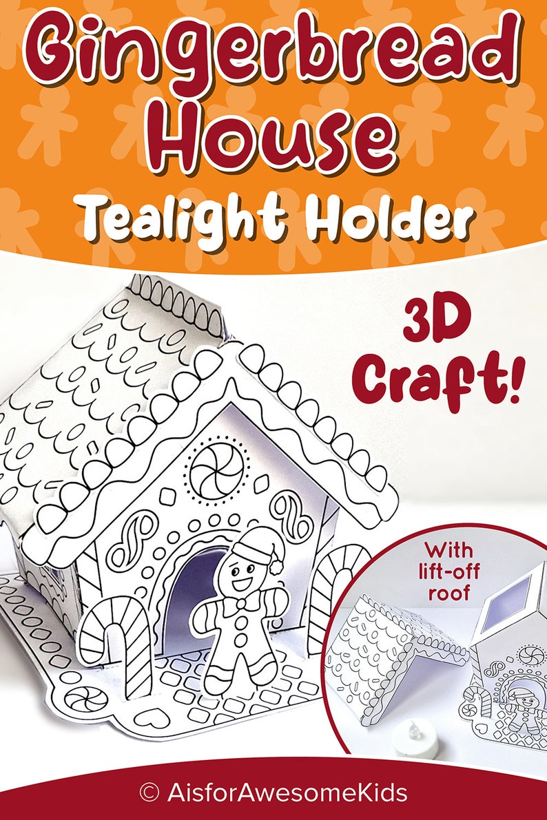 Gingerbread House 3D Craft Project, Christmas Color Build Paper Dolls ...