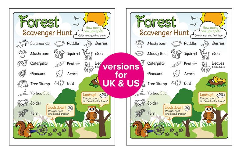 Forest Scavenger Hunt, Kids Woodland Treasure Hunt Trail, Childrens ...