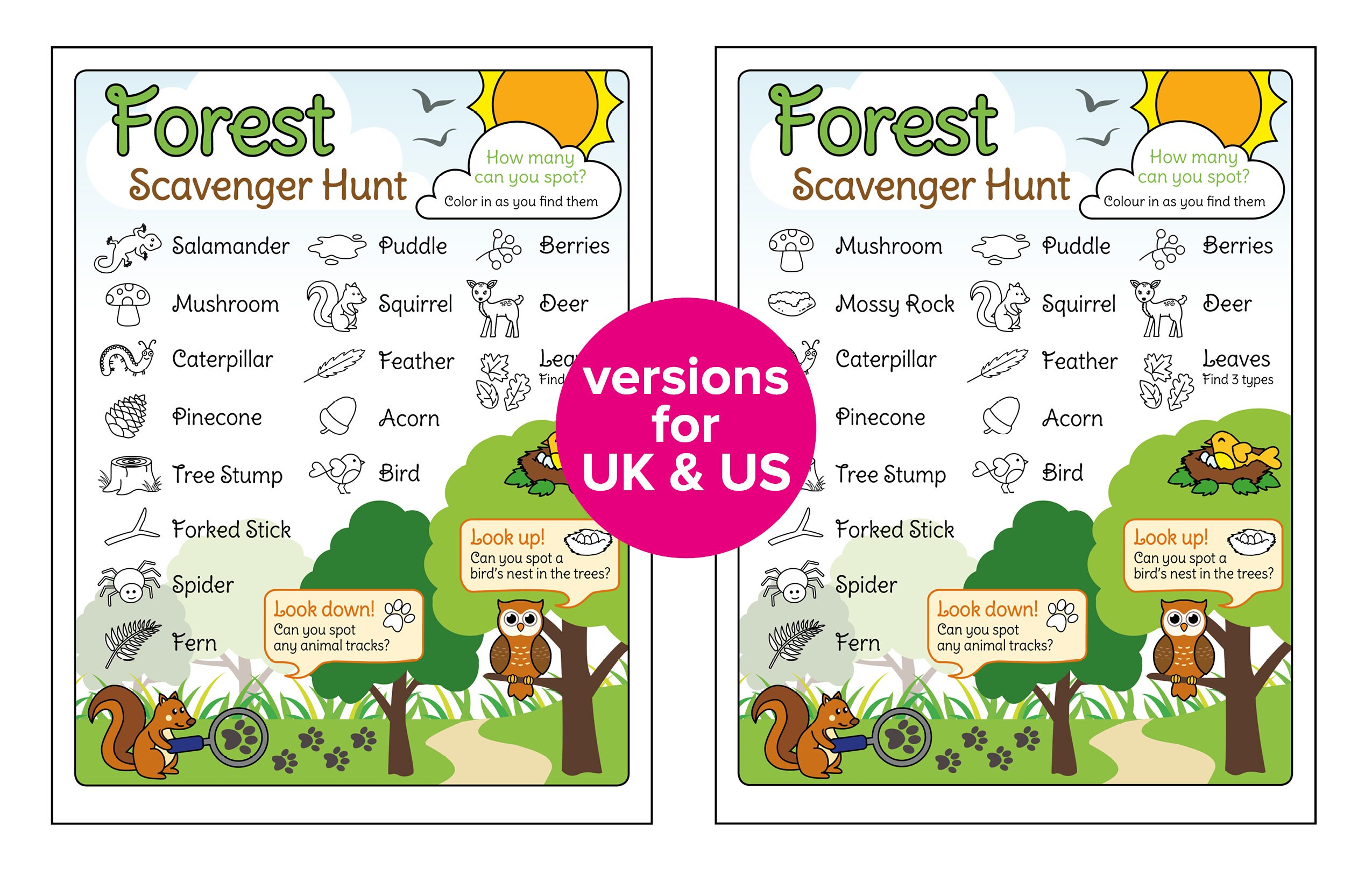 Forest Scavenger Hunt, Kids Woodland Treasure Hunt Trail, Childrens ...