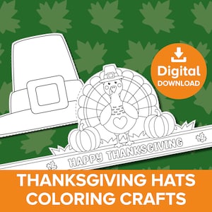 Thanksgiving Paper Hat Craft, Turkey Crown Coloring, Give Thanks ...