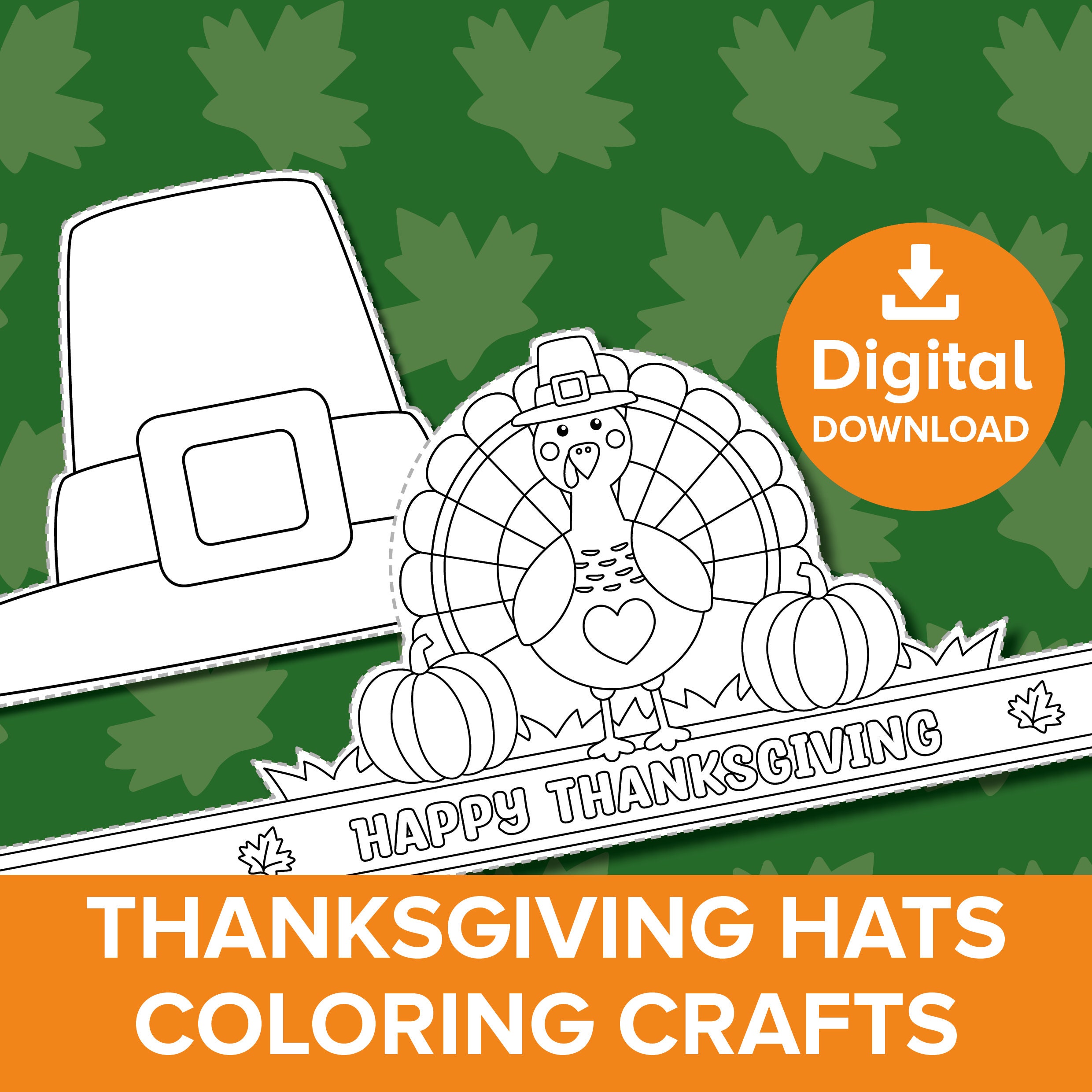 Thanksgiving Paper Hat Craft, Turkey Crown Coloring, Give Thanks ...