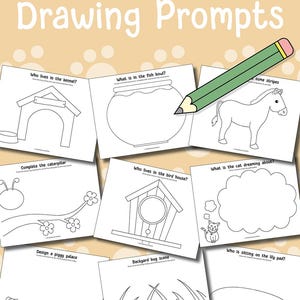 Animal Drawing Prompt Bundle, Kids Doodle Picture Challenge, Pets Draw ...