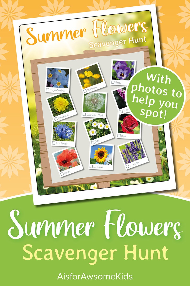 Summer Flowers Scavenger Hunt, Kids Photo Treasure Trail, Childrens ...