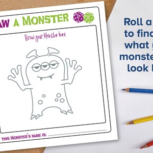 Roll & Draw a Monster Drawing Prompt Activity Kids Halloween - Etsy
