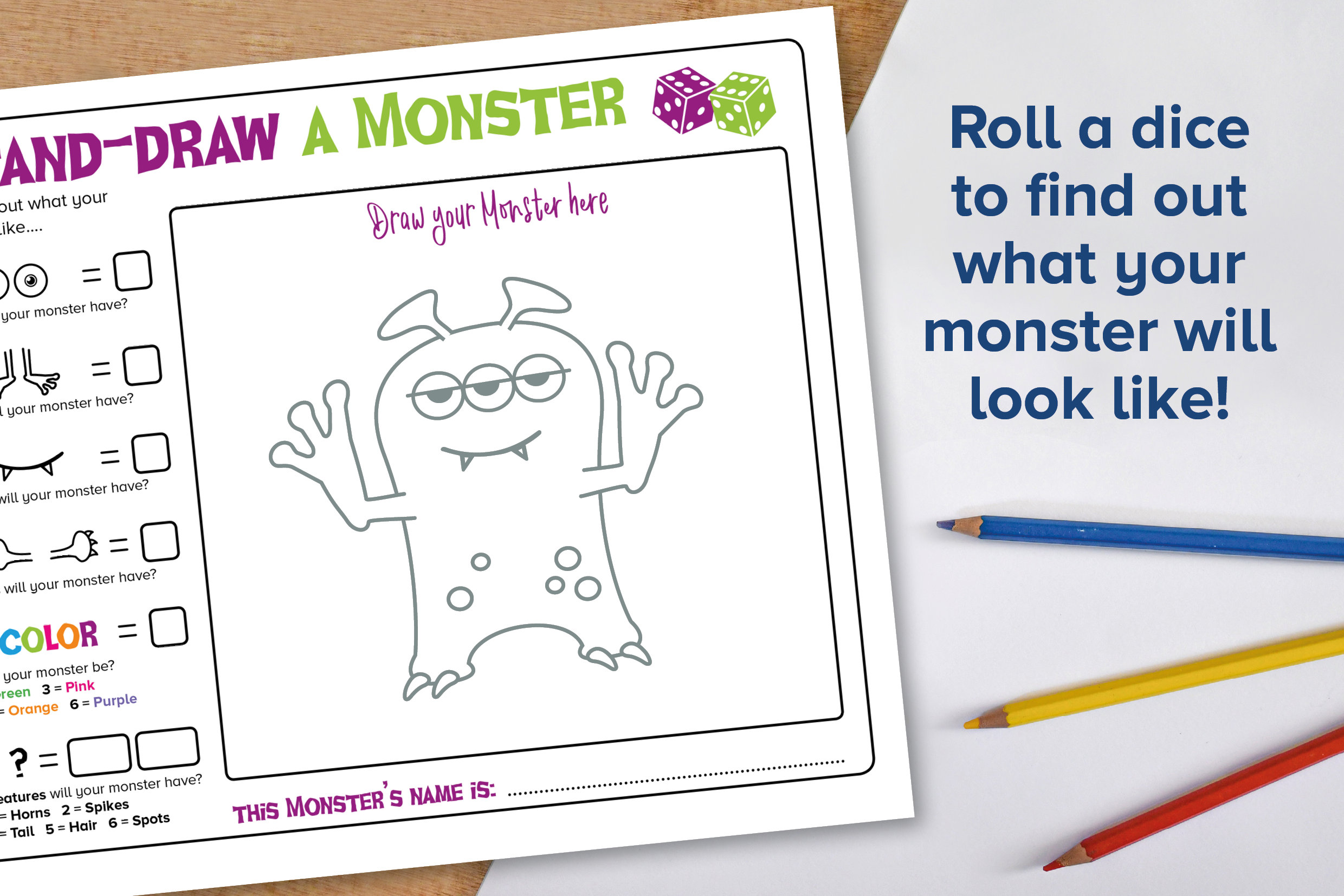 Roll & Draw a Monster Drawing Prompt Activity Kids Halloween - Etsy